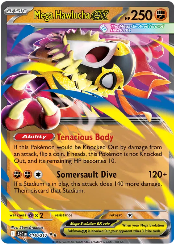 Ascended Heroes - 116/217 - Mega Hawlucha ex – Cards Center